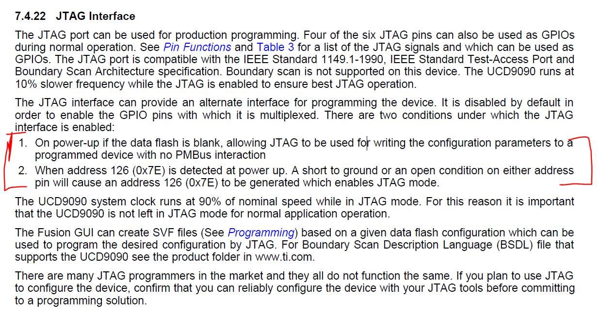 UCD9090-Q1: JTAG Interface debug? - Power management forum - Power ...