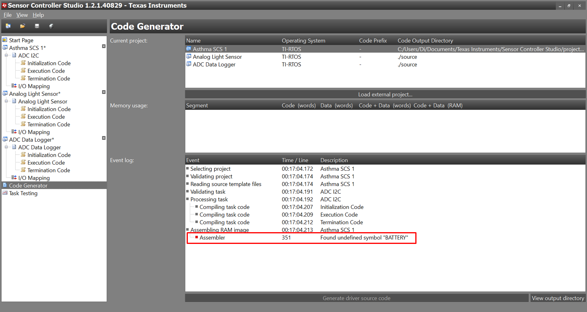 Sensor controller studio coding - Bluetooth forum - Bluetooth®︎ - TI E2E support forums
