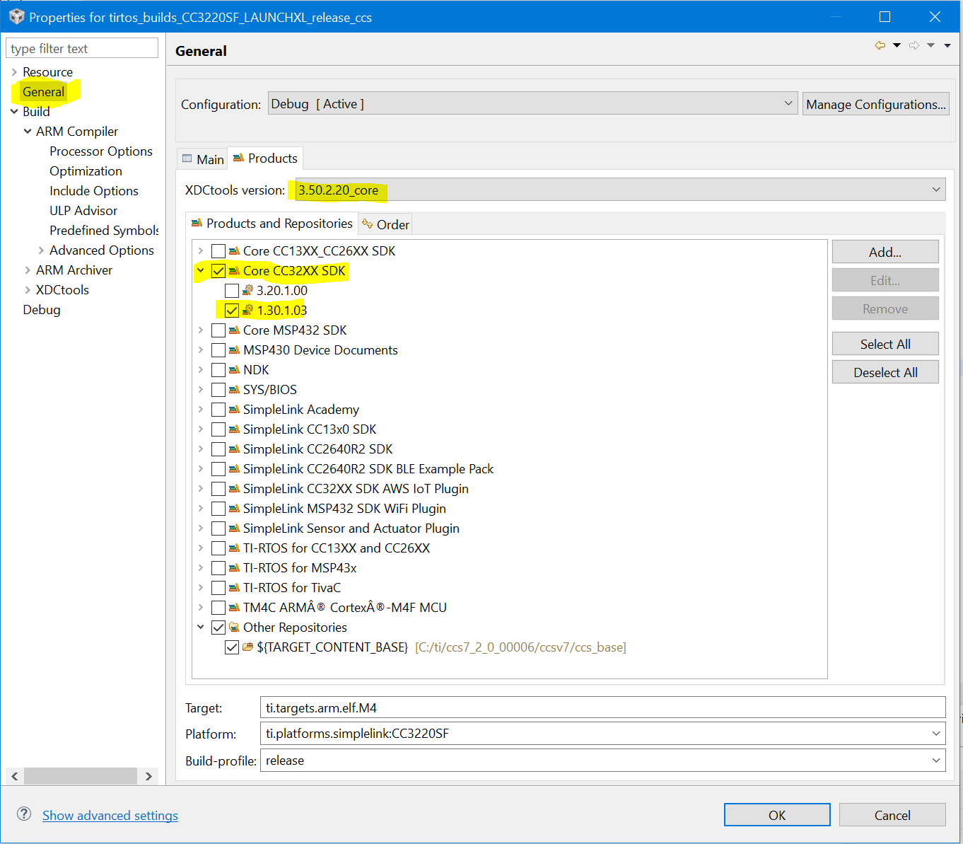 CCS/CC3220SF-LAUNCHXL: TI RTOS compiling problem - Code Composer Studio forum - Code Composer ...