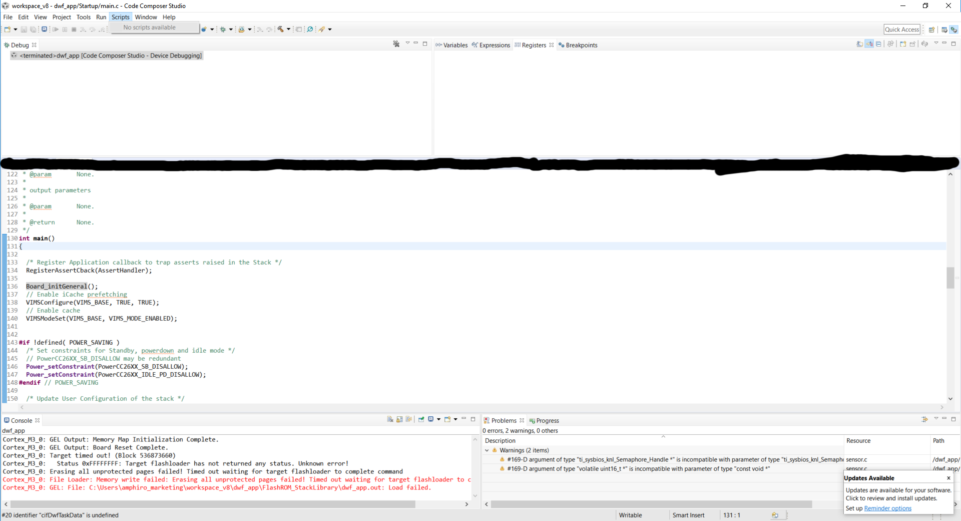 CCS/CC2640R2F: Flash fails when debugging - Code Composer Studio forum - Code Composer Studio™︎ ...