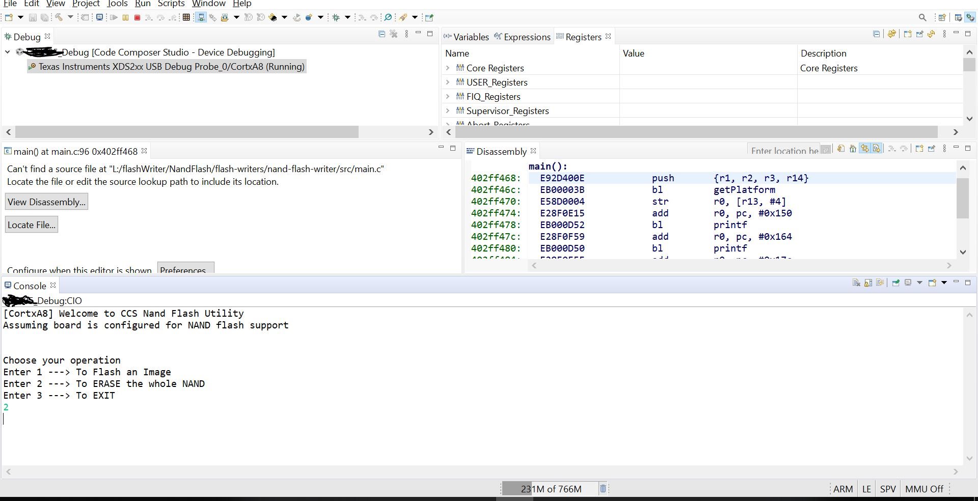 CCS/PROCESSOR-SDK-AM335X: Compatibilty of Nand flash writer with XDS200 debugger on ICE board ...