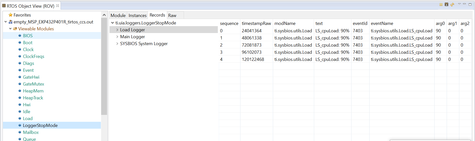 CCS/TM4C1294NCPDT: CPU load analysis is blank - Code Composer Studio forum - Code Composer ...