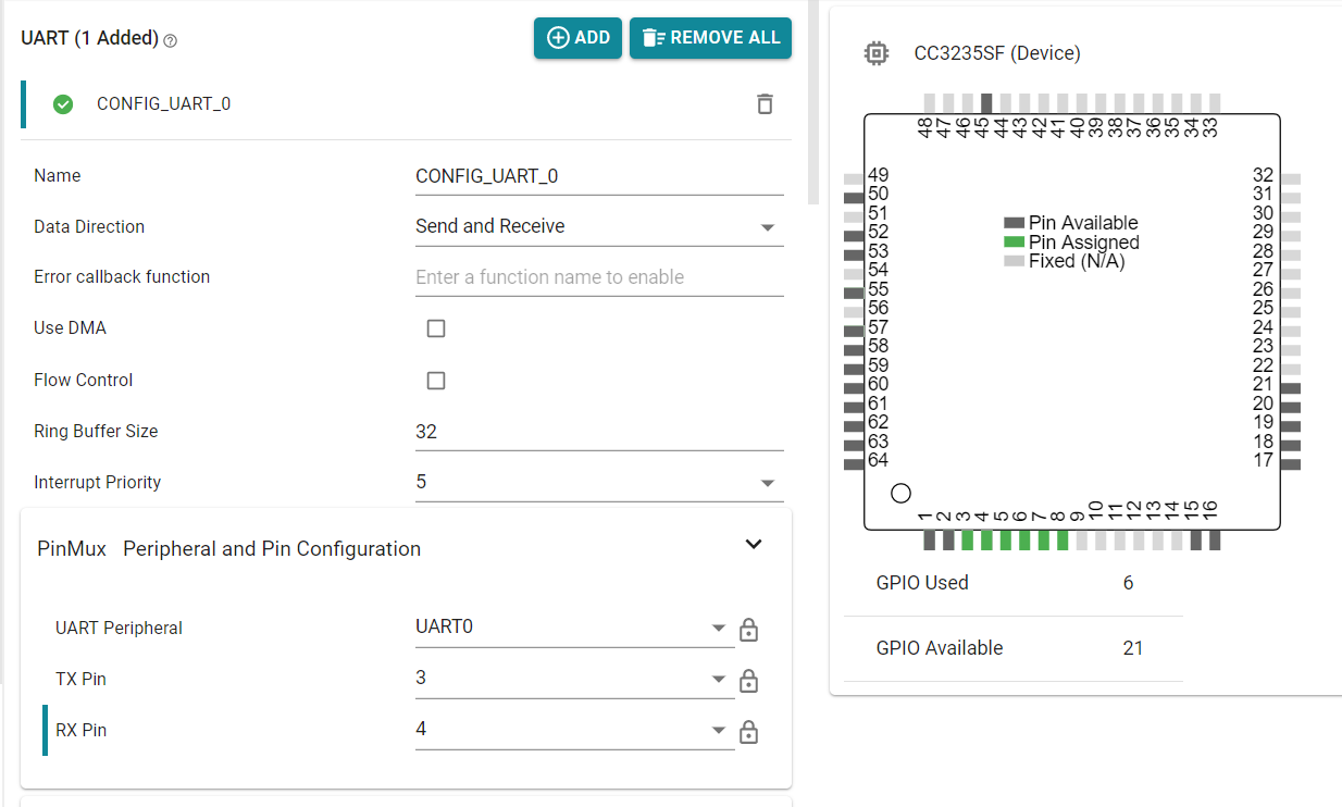 CC3235MODSF: How to set UART pin of CC3235MODSF for custom board with simplelink_cc32xx_sdk_4_10 ...