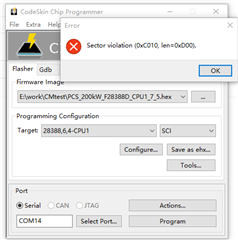 TMS320F28388D: issue of programming F2800137 with C2prog - C2000 microcontrollers forum - C2000 ...