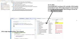 TMS320F28388D: NMI Fault in CM. Uncorrectable Flash Error, but UNC_ERR_ADDR_HIGH points to RAM ...