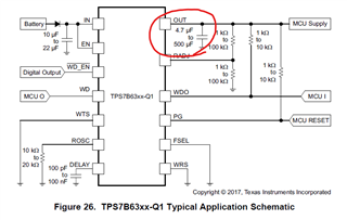 TPS7B63-Q1: Output terminal electrolytic capacitor capacity - Power management forum - Power ...