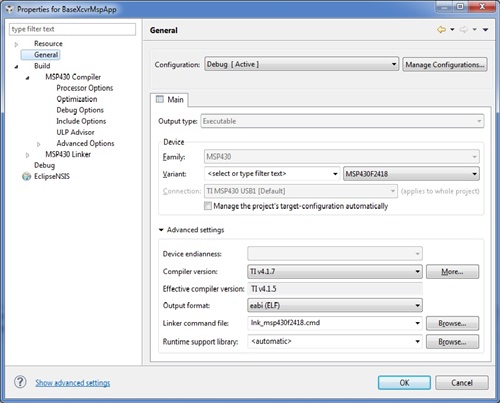 MSP430: Error connecting to the target: The target setup (MSP430F2418 ...