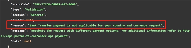 TI-API: Hello, our company utilizes an API for purchasing, and we've run into an issue. - API ...