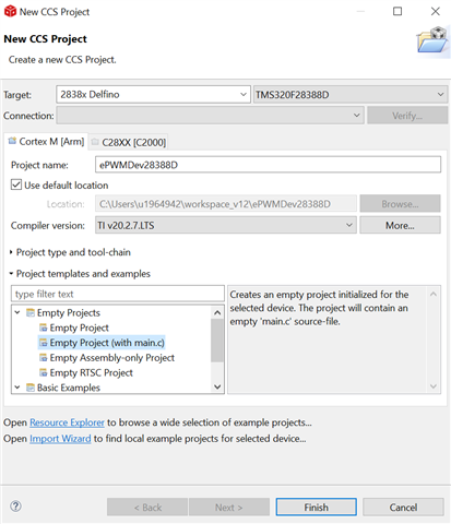 TMS320F28388D: Error with new CCS project using syn.cfg - C2000 microcontrollers forum - C2000™︎ ...