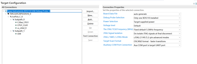 TMS320F28P650SH: TMS320F28P650SH can not debug online in using cJTAG setting. - C2000 ...