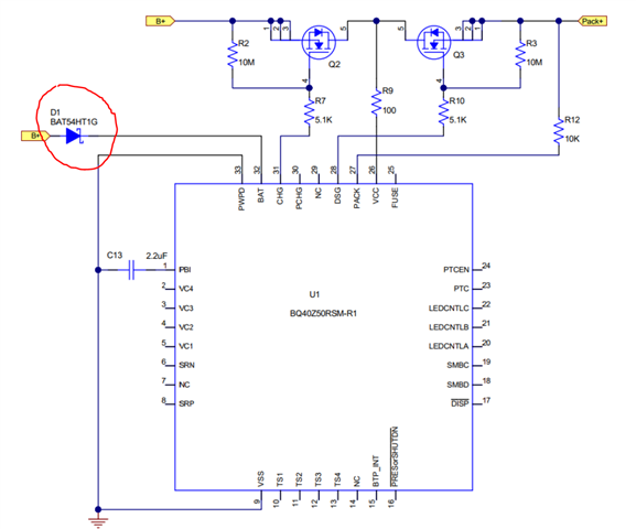 BQ4050: BQ4050 the Schottky diode of BAT pin - Power management forum - Power management - TI ...