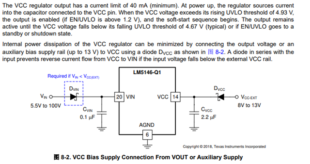 LM5146-Q1: Fault occurs when connecting external 12-V supply to VCC - Power management forum ...