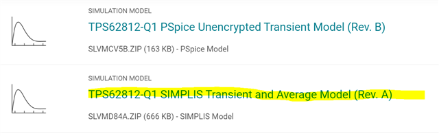 TPS62812-Q1: Pspice simulation error - Power management forum - Power ...