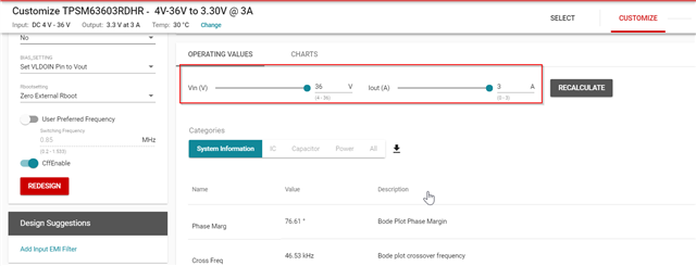 WEBENCH : REDESIGN button and RECALCULATE button - Simulation, hardware & system design tools ...