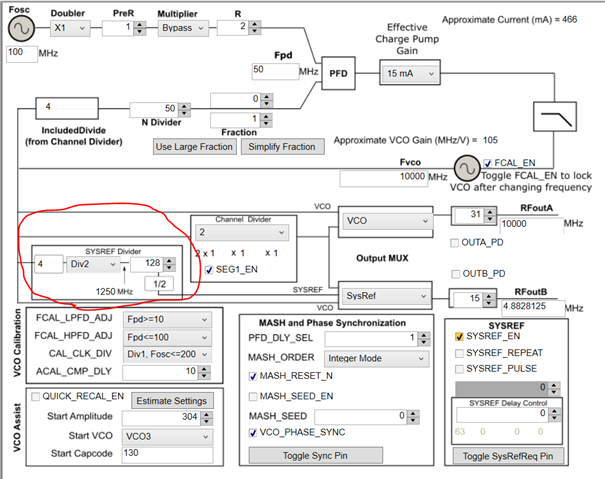 LMX2594: How to align sysref clock between LMX2594 when need to realize multi-chip ...