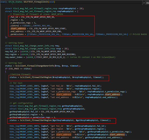 TDA4VH-Q1: How to Read Back Configuration Information of Firewall ...