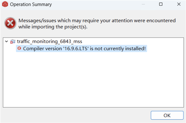 CCSTUDIO: Try to create the project using the 6843_MSS official routine, always showing Compiler ...