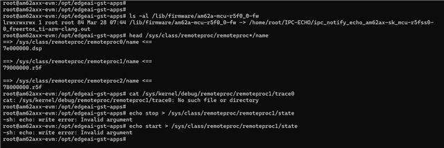 SK-AM62A-LP: Facing error and not able to run the "ipc_notify_echo" example program on the "SK ...