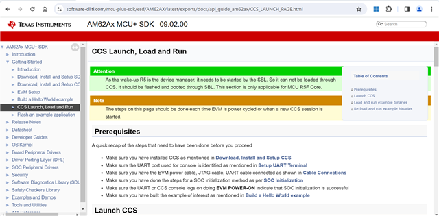 SK-AM62A-LP: Facing issue in "CCS Launch, Load and Run" steps while running "hello world ...