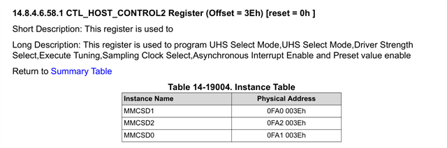 PROCESSOR-SDK-AM62X: Unable to set UHS mode via writing TL_HOST_CONTROL2 Register (Offset = 3Eh ...