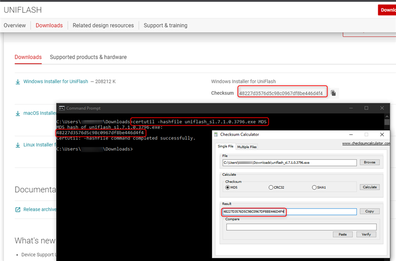 Uniflash - CRC calculation for installation download - Simulation ...