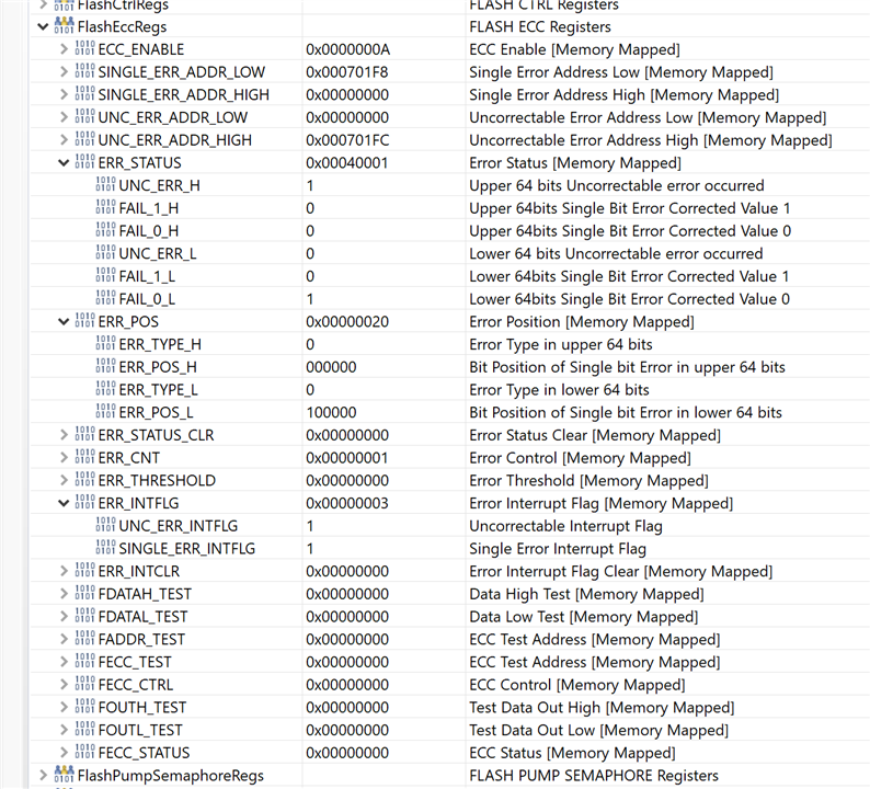 TMS320F28377D: FLASH ECC debugging - C2000 microcontrollers forum - C2000™︎ microcontrollers ...